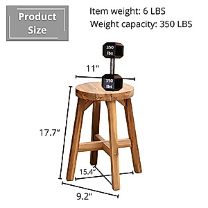 Acacia Wooden Stool Round Top Chairs. Sub-Stool for Kitchen Living Room. Strong Weight Capacity Upto 350 LBS, Natural Color
