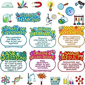 25 Pieces Science Bulletin Board Set, Multi Colors Science Theme Cutouts Science Board Posters Science Lab Card Decorations with Adhesive Dots for School, Classroom, Office, Chemistry Party Supplies