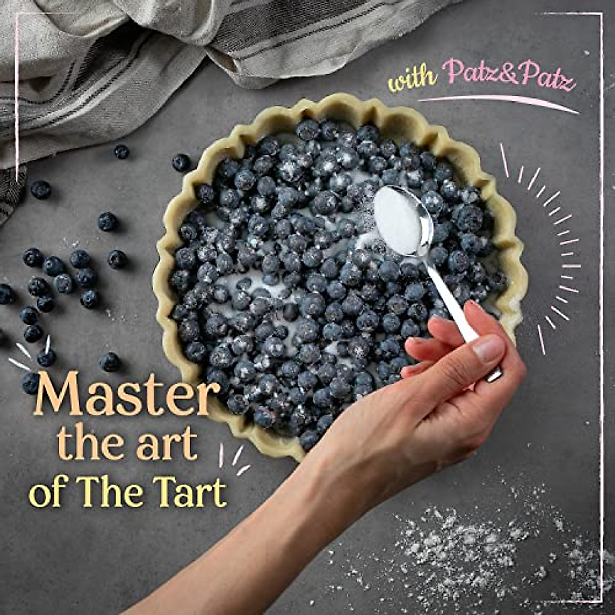 Patz&Patz Fluted Tart Pan with Removable Bottom – 9 In. Nonstick Pie Pan with Crust-Shaper Ring – Carbon Steel Pan for Pies, Tarts, and Quiche Baking Dish – 9 Inch Tart Pans for Baking