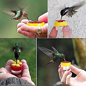 Hand Hummingbird Feeder, 4Pcs Mini Flower Handheld Hummingbird Feeder with 4Pcs Cleaning Brush, Window Humming Wild Bird Feeders for Outdoor Supplies