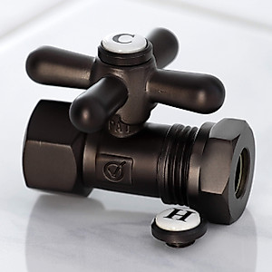 Kingston Brass CC44155X Vintage FIP x 1/2-Inch or 7/16-Inch Slip Joint Quarter-Turn Straight Stop Valve, 2-1/8-Inch, Oil Rubbed Bronze