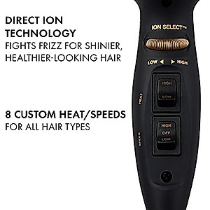 Hot Tools Pro Artist Black Gold 2100 Turbo Ceramic + Ionic Hair Dryer | Fast Dry, Lightweight