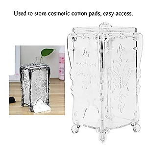 Cotton Pads Holder Organizer Swab Balls Box Holder Dispenser Storage Canister Cosmetic Pads Container for Bathroom Countertop Vanity (Transparent)