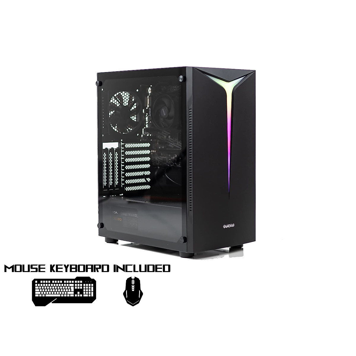 Gigatech Gaming Apollo 7 Gaming Desktop - AMD Ryzen 7 5700G 8-Core 16-Threads 4.6GHz Boost, Radeon Vega 8, 8GB DDR4 3200MHz, 256GB SSD, Built in Wi-Fi, Windows 10