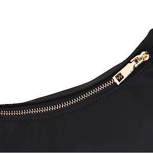 YIKOEE Small Nylon Shoulder Bags for Women Elegant Feminine Mini Handbags with Zipper Closure (Black)