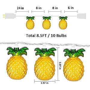 Dr.BeTree Pineapple String Lights 8.5ft, Funny Pineapple String Lights 10 Large Pineapple Lights, Tropical Beach Themed Pineapple Fairy Lights for Home Birthday Party Decor, White Wire
