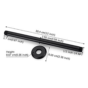 Anpean 12 Inch Shower Arm and Flange Matte Black, Ceiling Mounted Shower Arm for Rain Shower Head
