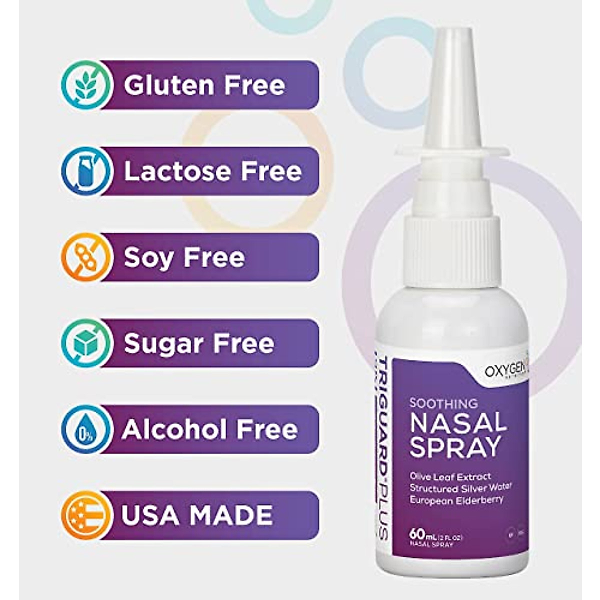TriGuard Plus Colloidal Silver Nasal Spray with Olive Leaf Extract & Elderberry Extract | Sinus Treatment, Nose Spray & Immune System Booster 2 oz / 60ml