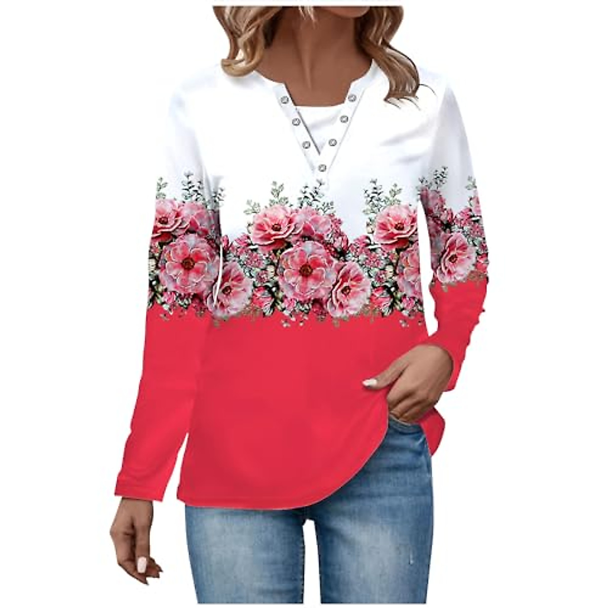 Costumes for Women Women's tunics Clothes for teen girls Fall clothes for women Workout Long Sleeve Tops for Women Women's Hoodies Women Sweaters for Fall and Winter（3-Red,Medium）