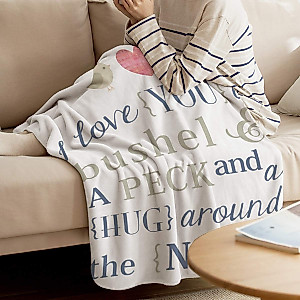 Flannel Fleece Bed Blanket 50 x 60 inch Love Throw Blanket Lightweight Cozy Plush Blanket for Bedroom Living Rooms Sofa Couch - I Love You A Bushel and A Peck and A Hug Around The Neck