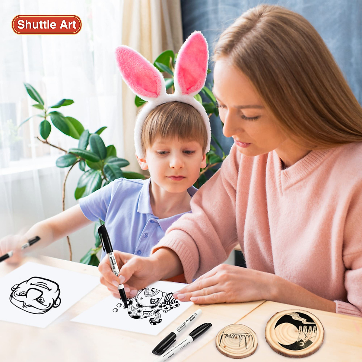 Permanent Markers,Shuttle Art 30 Pack Black Permanent Marker set,Fine Point, Works on Plastic,Wood,Stone,Metal and Glass for Doodling, Marking