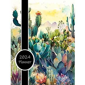2024 Planner: Daily Weekly and Monthly Calendar | Schedule Organizer | January to December | Hardcover | Cactus