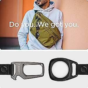 Spigen Rugged Armor Compatible with Apple AirTag Case Cover AirTag Holder Designed for AirTag Keychain Ring (2021) - Matte Black