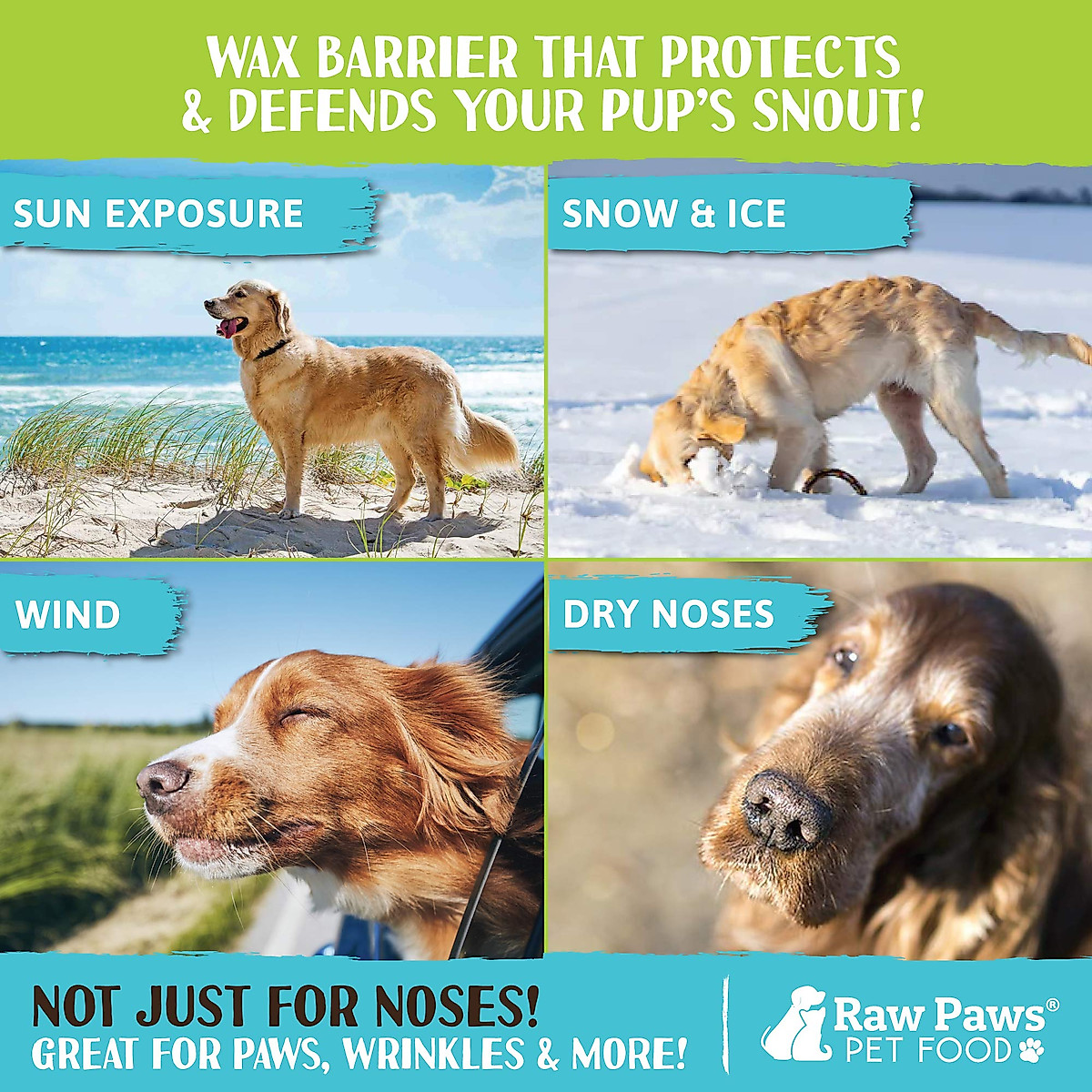 Raw Paws Nose & Paw Balm, 4-oz - Dog Nose Balm & Cat Nose Relief - Essential Frenchie, English Bulldog Accessories - Snout Soother for Dogs & Cats - Dog Nose Butter Dogs Need - Nose Balm Natural