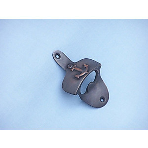 Hampton Nautical MC-2101AC Antique Copper Wall Mounted Anchor Bottle Opener 3" Nautical Home Decoration