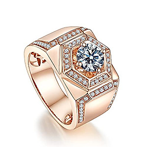 KIOYDISE 925 Sterling Silver Karat Gold Moissanite Round Cut Fashion Ring 1ct Rapper Miami Real Moissanite Rings (10)