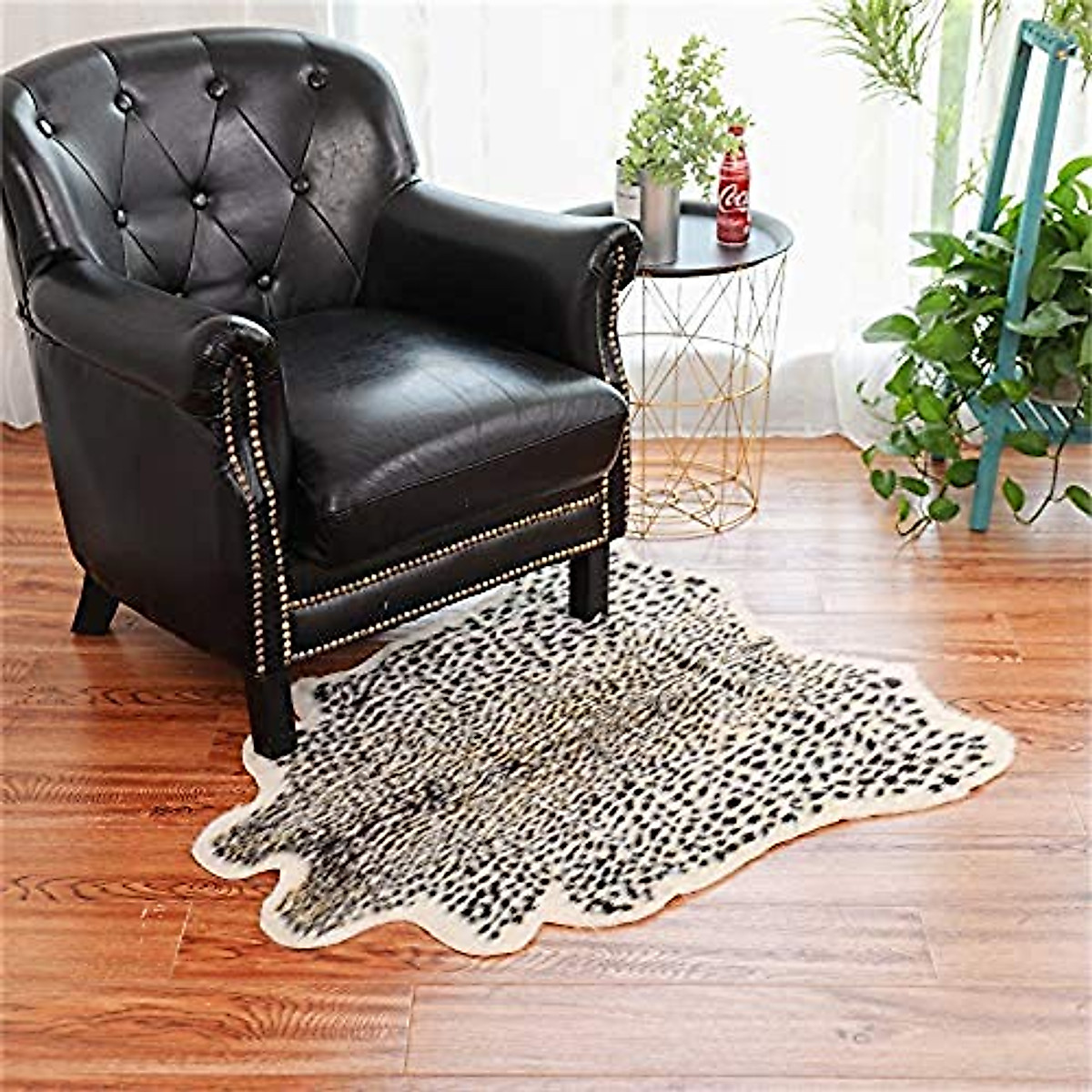 Leopard Print Rug,Faux Cowhide,Artificial Carpet,Simulation Cowhide, Leopard, Tiger, Zebra, Cow Hide Mat Rug Animal Print Rug Hide Faux Carpet (A) / 40x37inch,3.3x3.1ft