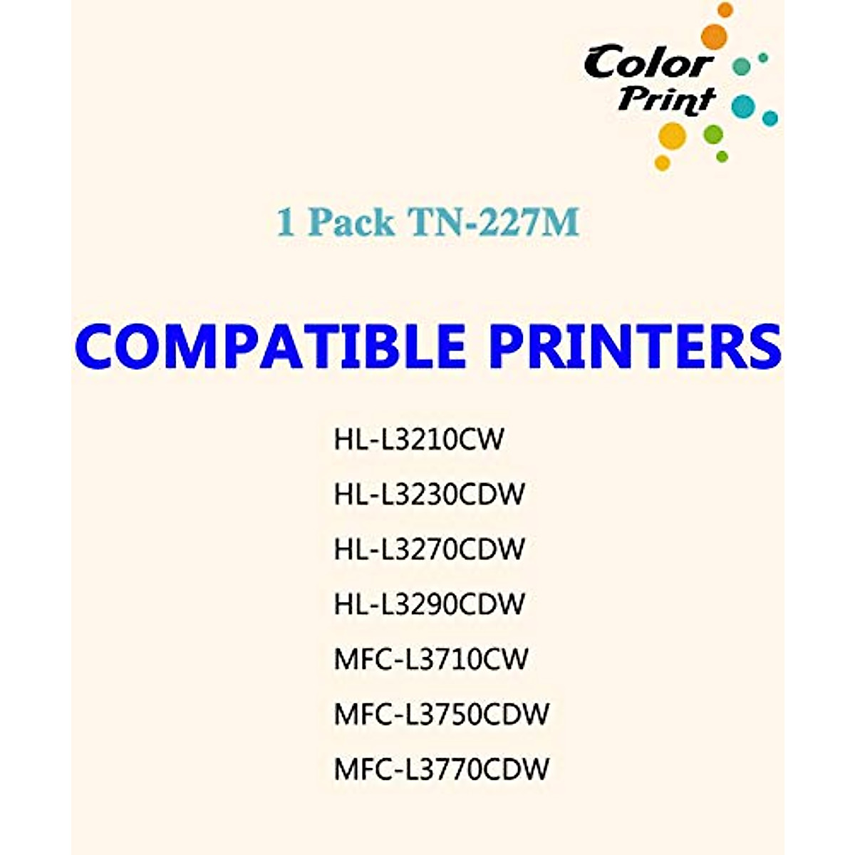 ColorPrint Compatible TN227 Toner Cartridge Replacement for Brother TN-227 TN-227M TN223 Work with MFC-L3770CDW MFC-L3750CDW HL-L3230CDW HL-L3290CDW HL-L3210CW HL-L3710CW Printer (1-Pack, Magenta)