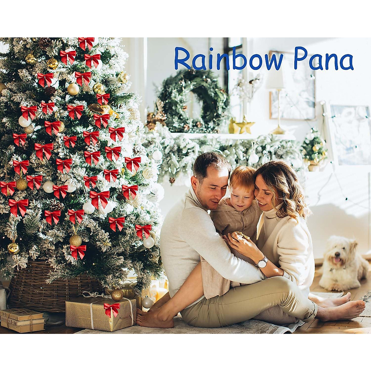 RainbowPana 50 Pack 4.5" Twist Tie Bows, Luxury Baby Pink Satin Ribbon Pretied Bows, Premade Craft Decoration for Package