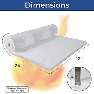 SIMOND STORE Ceramic Fiber Insulation Blanket, 4# Density 2400F, 1" x 12"x 24” Fireproof Insulation for Fireplace, Forge, Furnace, Kiln, Wood Stove, Pizza Oven