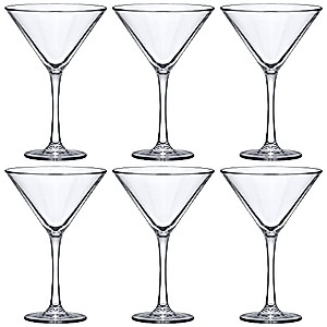 Amazing Abby - Vesper - 10-Ounce Plastic Martini Glasses (Set of 6), Plastic Cocktail Glasses, Reusable, BPA-Free, Shatter-Proof, Dishwasher-Safe, Perfect for Poolside, Outdoors, Camping, and More