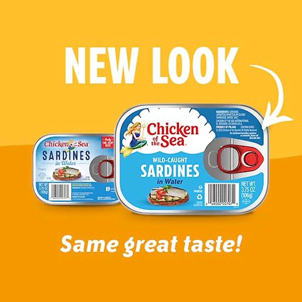 Chicken of the Sea Sardines in Water, Wild Caught, 3.75 oz. Can (Pack of 18)