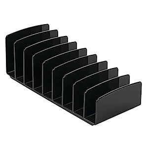 mDesign Plastic Divided Cosmetic Palette Organizer with 9 Sections - Makeup Storage for Bathroom Vanity, Cabinet, Drawer - Holds Eyeshadow, Blush, Powder - Lumiere Collection - Black