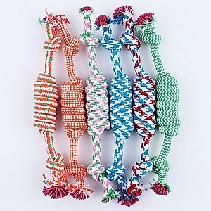 shlutesoy Pet Chew Toys,Handmade Bow Puppy Dog Pet Toy Cotton Braided Bone Chew Knot Rope