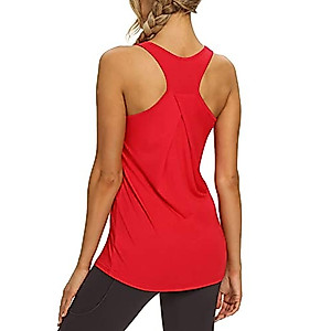 Mippo Womens Workout Tops Athletic Tank Tops Yoga Exercise Shirts Tennis Tops Sports Running Tank Top Racer Back Tanking Top for Women Red M