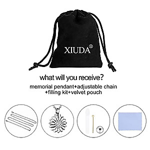 XIUDA Sunflower Cremation Urn Necklace for Ashes Keepsake Cremation Jewelry for Human Ashes Stainless Steel Ashes Holder with Flower