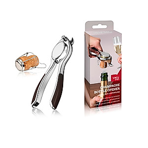Vacu Vin Champagne Bottle Opener, Silicone, Silver, 7.2x18.4x3.7 cm