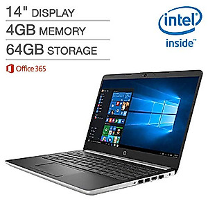 HP 2018 Newest Premium High Performance Business Flagship Laptop PC 14" HD LED-Backlit Display Intel Pentium N5000 4GB DDR4 RAM 64GB eMMC Bluetooth Office 365 Personal 1-Year Windows 10 S, Silver