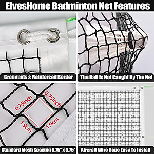 Professional Badminton Net for Backyard, Portable With Bag, Volleyball Net Outdoor, Replacement for Beach Schoolyard Competition, Size 20FT X 2.5FT