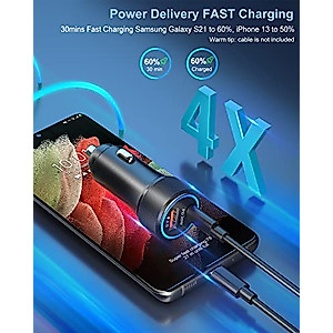 2-Pack USB C Car Charger, 38W 2-Port iPhone 14 Car Charger, All Metal PD3.0 Dual Cargador Carro Lighter Adapter for iPhone iPhone 14/13 Pro/12/12 Pro/12 Mini, Galaxy S22/S21/S20/S10/S9, iPad Pro