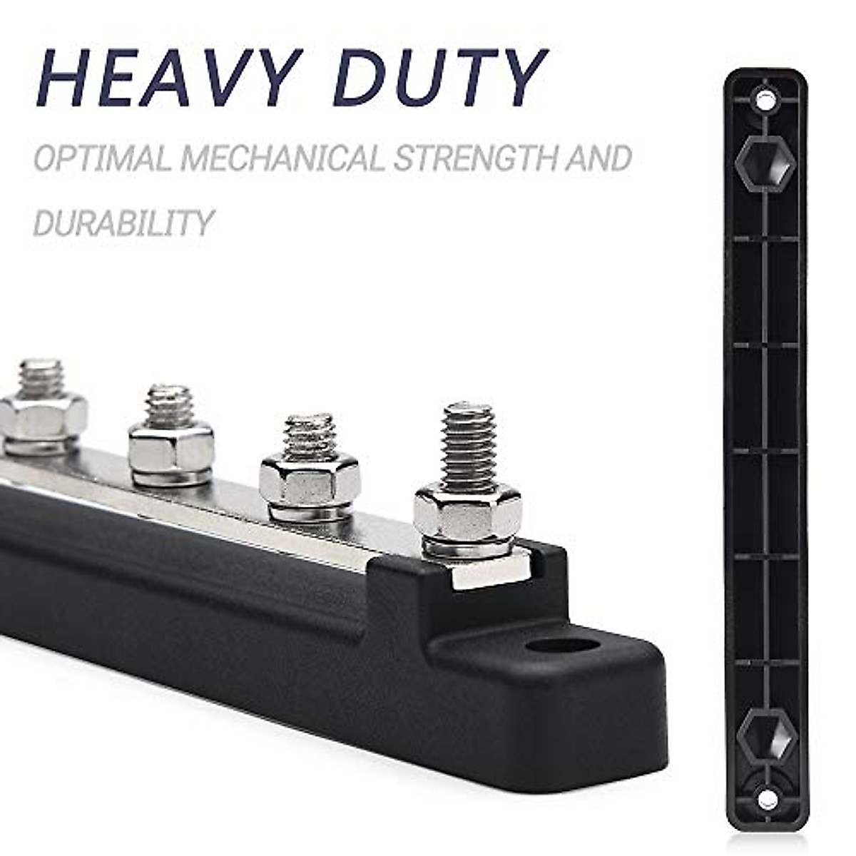 MNJ Motor 4 Terminal Bus Bar & Cover Ground Distribution Block - Car Boat Marine Power Distribution Terminal Block