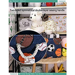 FANKANG Rectangular Laundry Basket Nursery Storage Fabric Storage Bin Storage Hamper,Book Bag,Gift Baskets(Navl-ball game)