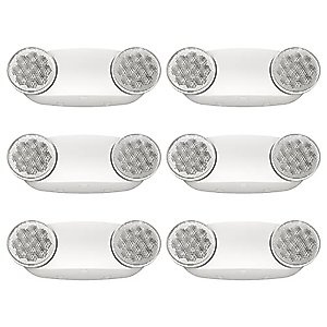 SPECTSUN Emergency Light White, Commercial Emergency Light with Battery Backup, Emergency Lighting Fixture/Emergency Light Combo/Emergency Sign Light//Emergency Light Home - 6 Pack (Round Head)