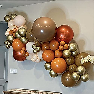 Orange Balloons Garland Arch Kit with Chrome Metallic Gold Brown Various Sizes Balloon for Baby Shower Bridal Shower Birthday Party Decorations