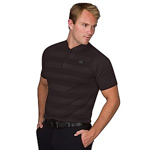 Three Sixty Six Men's Collarless Golf Polo - Lightweight, Moisture Wicking & Stretch Fabric Black