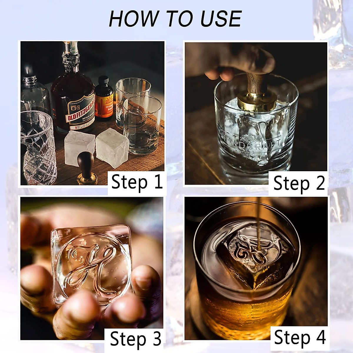 ORIGACH Sailboat Pattern Ice Stamp with Removable Brass Head & Wood Handle Ice Branding Stamp for Drinks Bar DIY Cocktail Martini Whiskey Mojito