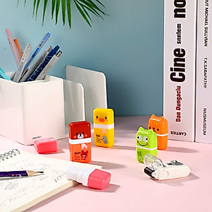 Outus 16 Pcs Roller Erasers Cute Pencil Erasers Animal Erasers with Roller Shaving Roller Case for Easy Pick up and Removal, Back to School Gift Supplies Animal Themed Fun Party Favor