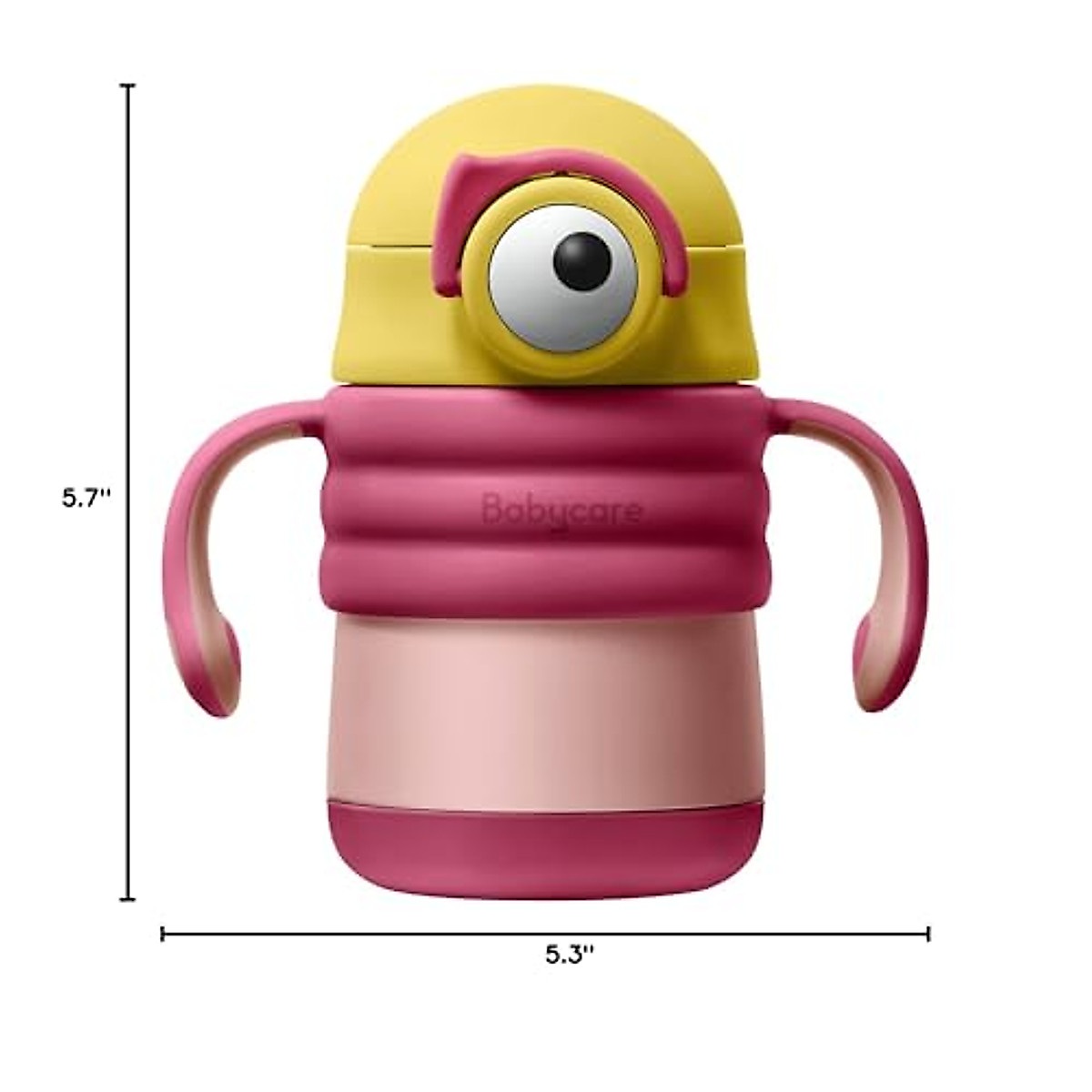 bc babycare Stainless Steel Sippy Cup, Toddler Cups with Straw and Handle, Leak Proof Toddler Straw Cups, Baby Sippy Cup, Insulated Cup, Insulated Cup, 6+ mths, 9.8oz Pink