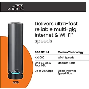 ARRIS Surfboard G36-RB DOCSIS 3.1 Multi-Gigabit Cable Modem & AX3000 Wi-Fi Router - Certified Refurbished