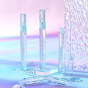 evpct 2Pcs Clear Blue Holographic Glitter Shimmer Plumping Lip Gloss Glosses Set Kit Clear Pack,Hydrating Moisturizing Glossy Shiny Glimmer Golw Water Transparent Lipstick Lip Gloss Care 5g/0.176oz