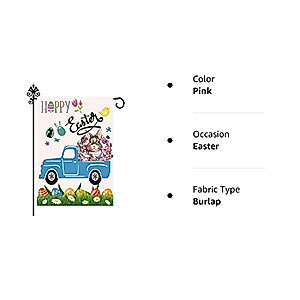 LORDWEY Easter Garden Flags, Welcome Bunny Easter Spring Double Sided Flags, Seasonal Vertical 12x18 Inch Rabbit Burlap Flag, House Yard Outdoor Decor, Pink