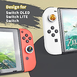 Dlseego Thumb Grip Caps Suitable for Switch/Switch Lite/Switch OLED Console, ABS Material Joycon Analog Controller Protective Covers 4PCS Button Joystick Hard Caps-Praying Princess and Knight White