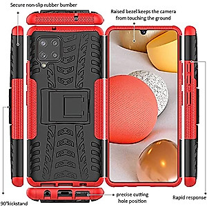 for Galaxy A42 5G Phone Case with HD Screen Protector, Dual Layer [16 FT Military Grade Drop Protection] Magnetic Ring Holder Kickstand Protective Phone Case for Samsung Galaxy A42 5G (Red)