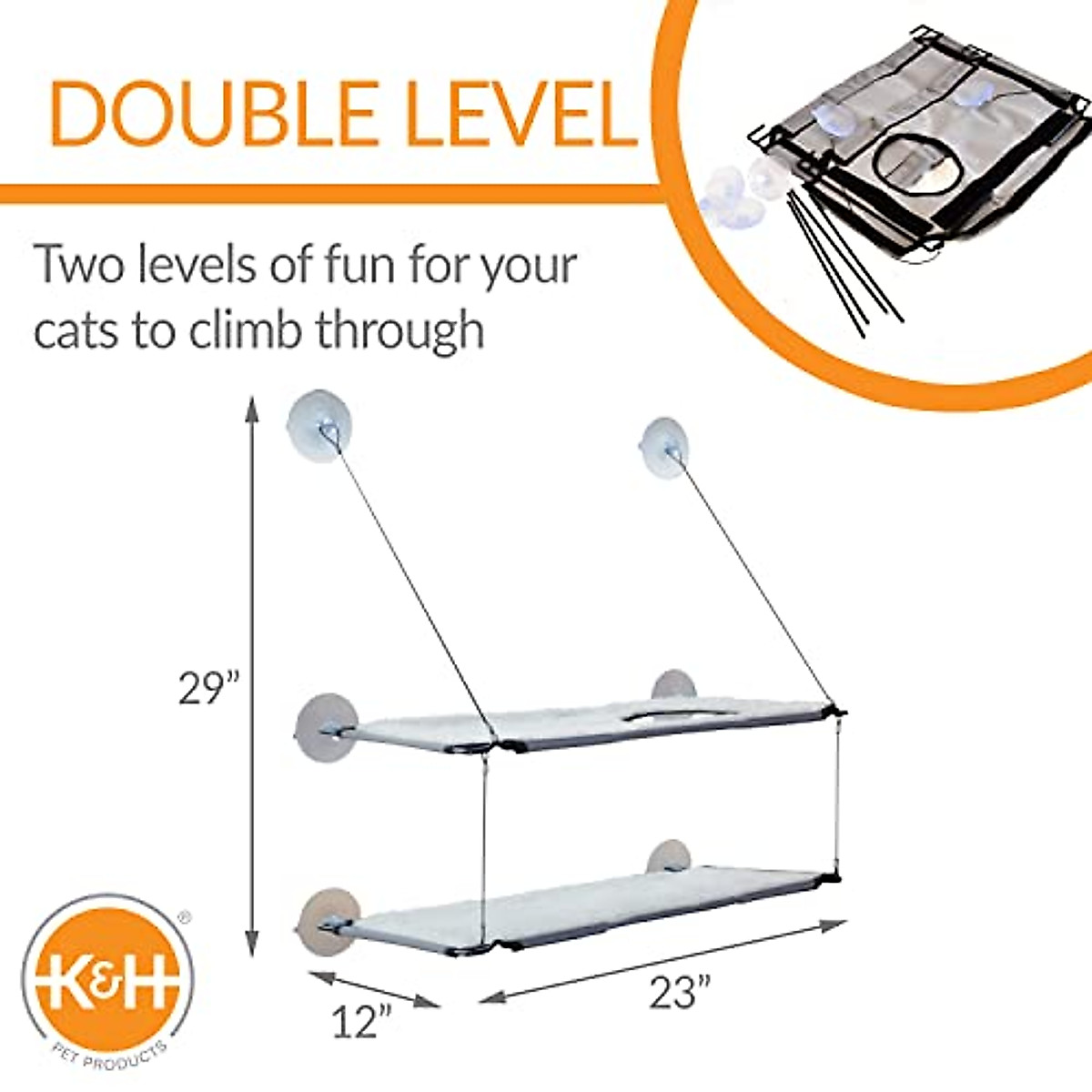 K&H PET PRODUCTS, Creative Solutions Cat Window Lounger Double, 1 Count