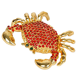 QIFU Hand Painted Crab Shape Decorative Enameled Trinket Box Hinged Unique Gift for Home Decor