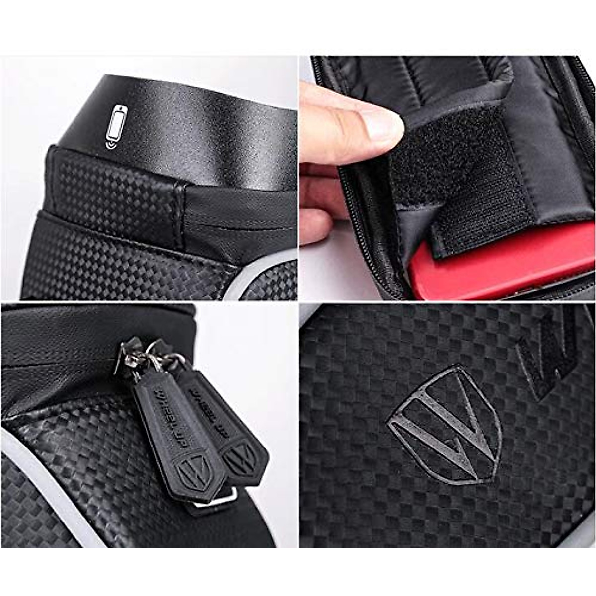 MOZOWO Universal Bike Phone Holder, Black, Handlebar Mounting, Compatible with iPhone 15, 14, 13, 12, 11, 10, Samsung Galaxy S8 Plus, Note 4, 5, Huawei, Xiaomi, OnePlus